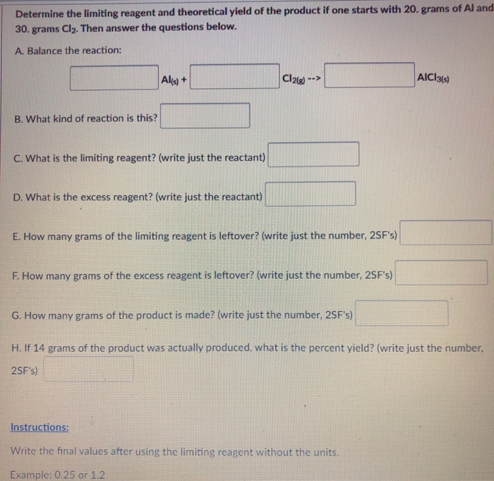 Solved Determine the limiting reagent and theoretical yield | Chegg.com