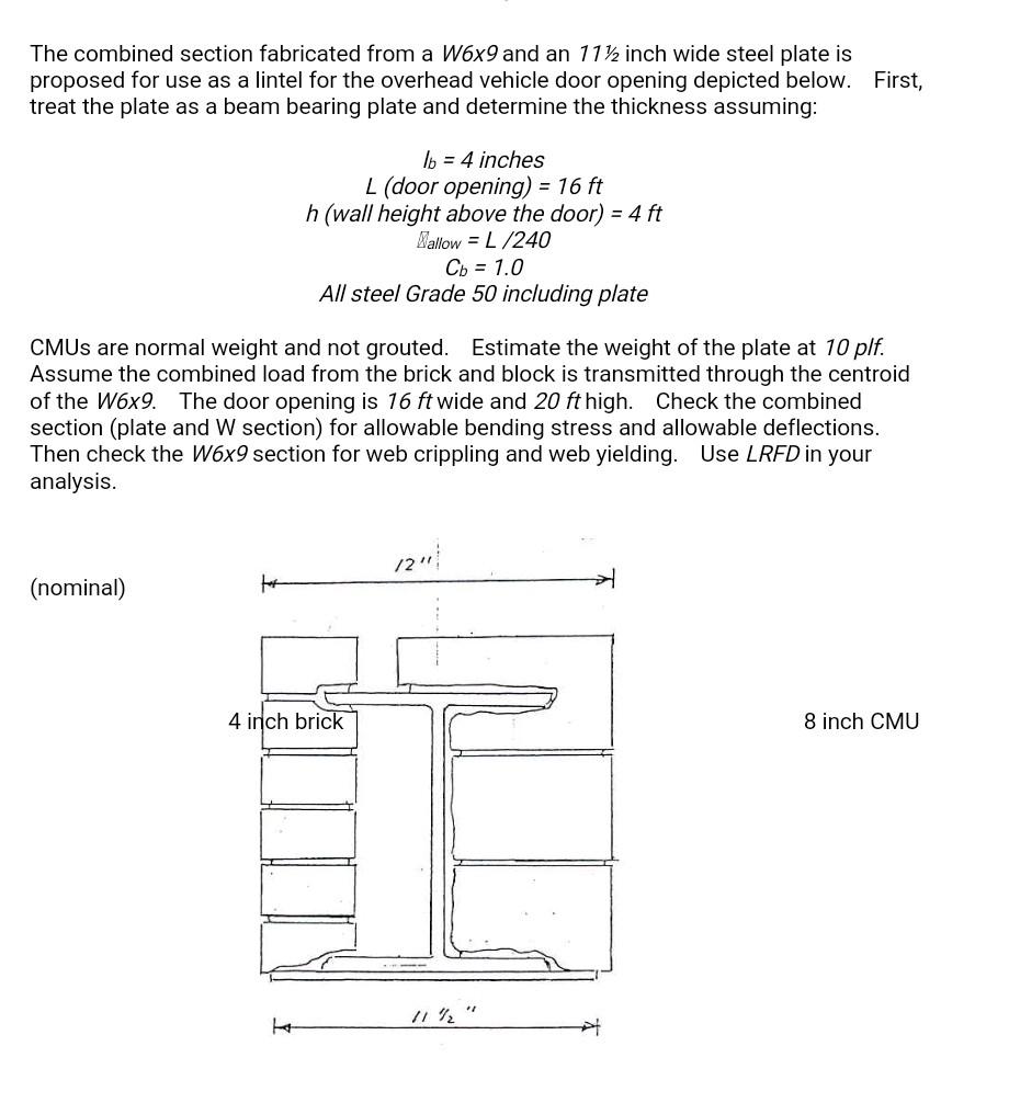 The combined section fabricated from a W6x9 and an | Chegg.com