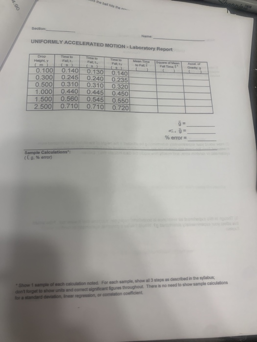 Solved 06 Section Name UNIFORMLY ACCELERATED MOTION - | Chegg.com