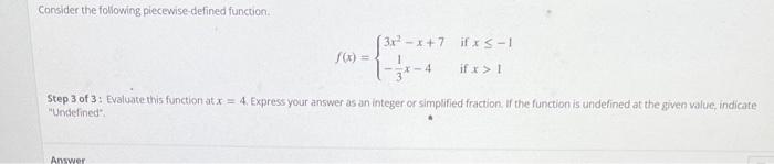 Solved Consider the following piecewise-defined function. | Chegg.com