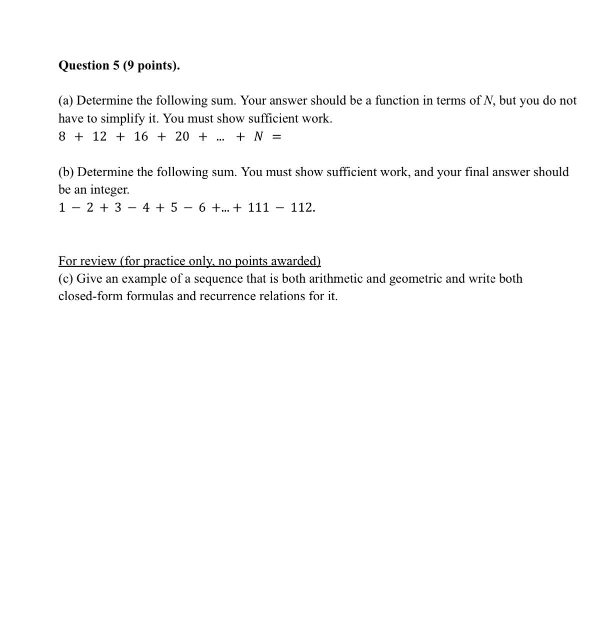 Solved Question 5 (9 ﻿points).(a) ﻿Determine the following | Chegg.com