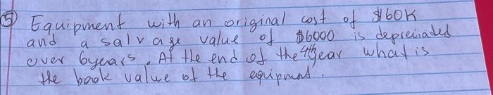 Solved Equipment with an original cost of \$160K and a | Chegg.com