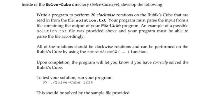 Solved side of the Solve-Cube directory (Solve-Cube.cpp), | Chegg.com