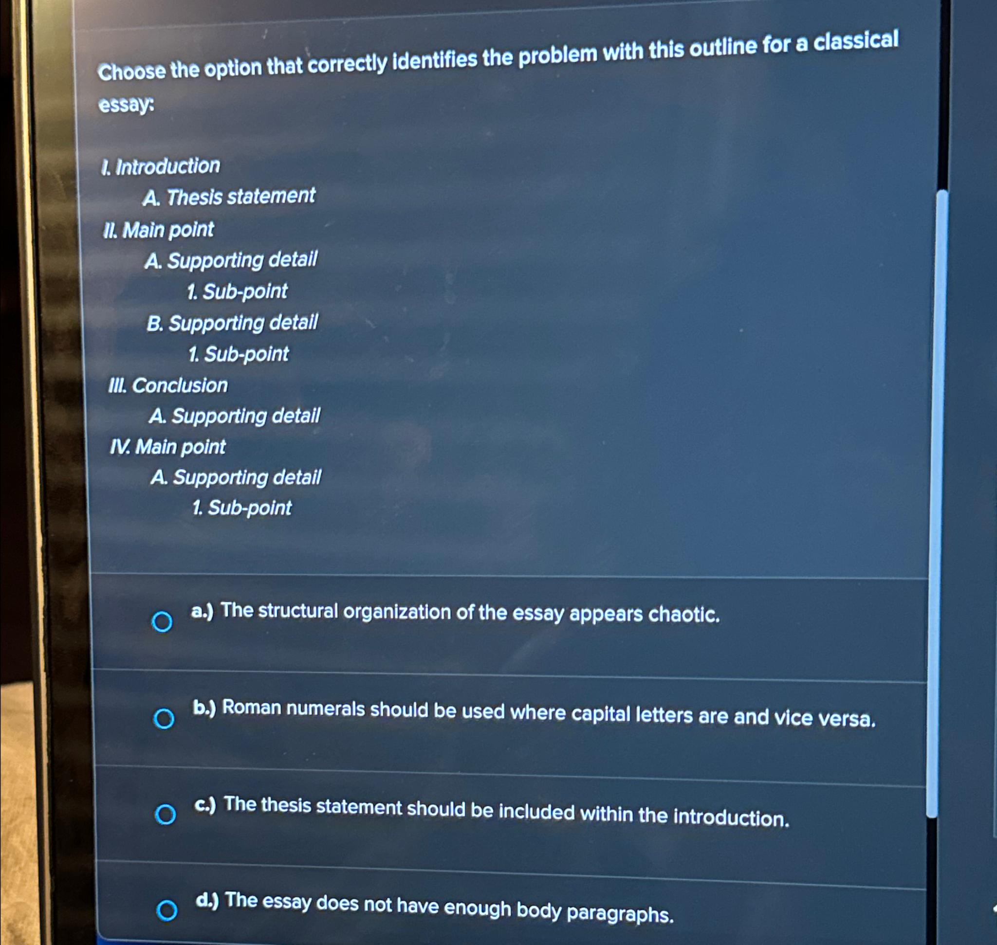 Solved Choose the option that correctly identifies the | Chegg.com