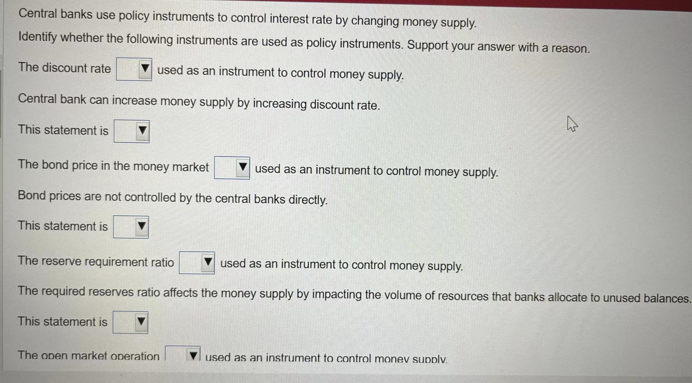 Solved Central banks use policy instruments to control | Chegg.com