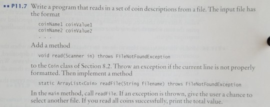 ..P11.7 Write a program that reads in a set of coin | Chegg.com