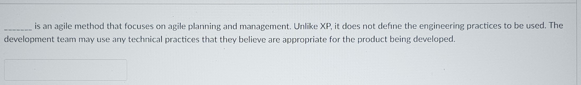Solved what is an agile method that focuses on agile | Chegg.com
