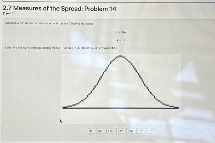 Solved 2.7 Measures of the Spread: Problem 14 Suppose a | Chegg.com