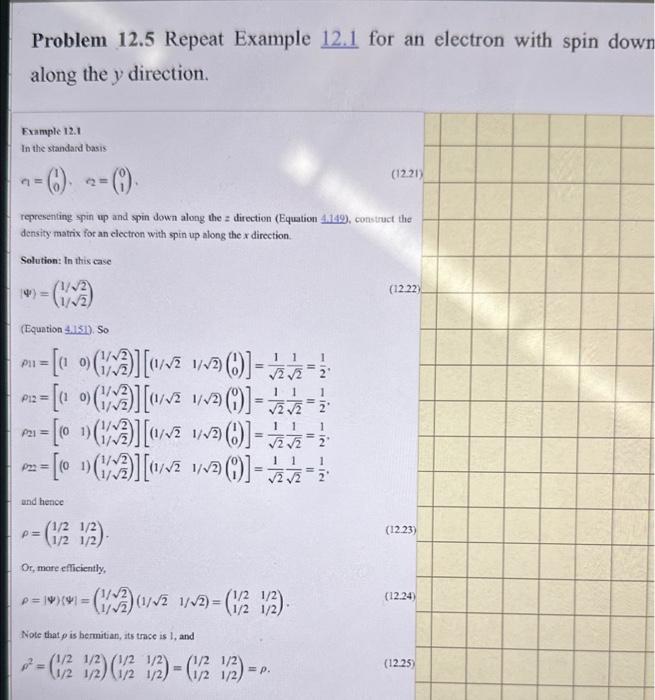 Solved Problem 12.5 Repeat Example 12.1 for an electron with | Chegg.com