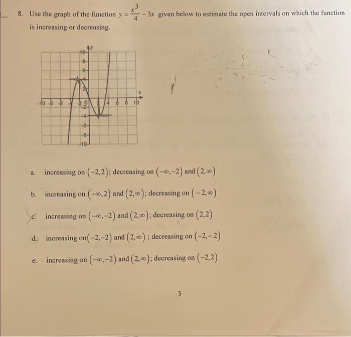 Solved 8. Use the graph of the function y=4x3−3x given below | Chegg.com