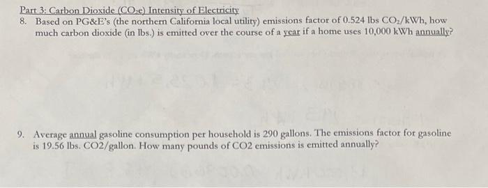 Solved Part 3: Carbon Dioxide (CO2e) Intensity of | Chegg.com