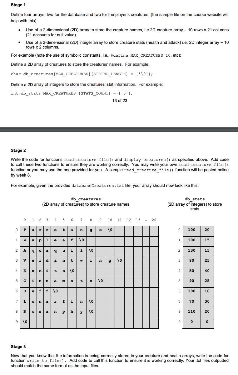 Solve stages 1,2 and 3 using C coding language: | Chegg.com Solve stages 1,2 and 3 using C coding language: | Chegg.com