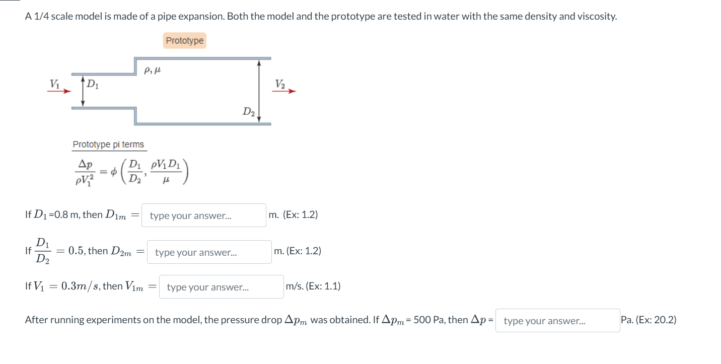 Solved A 14 ﻿scale model is ﻿made of ﻿a pipe expansion. Both | Chegg.com
