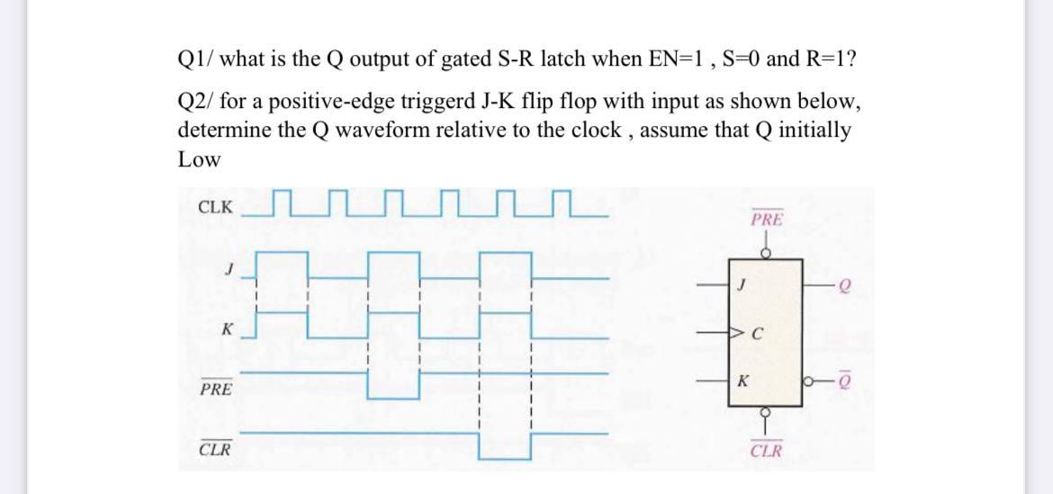 Solved Q1/ what is the Q output of gated S-R latch when EN=1 | Chegg.com