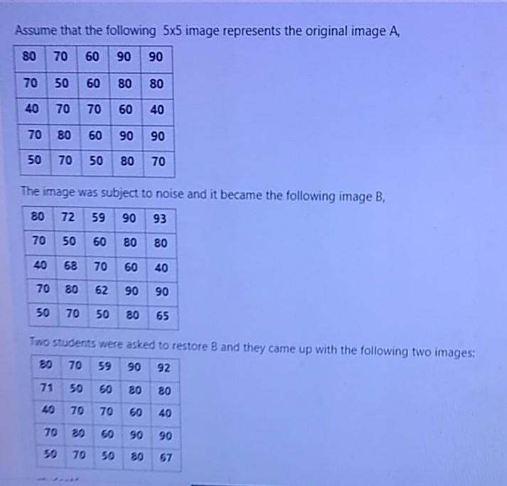 Solved Assume that the following 5x5 image represents the | Chegg.com