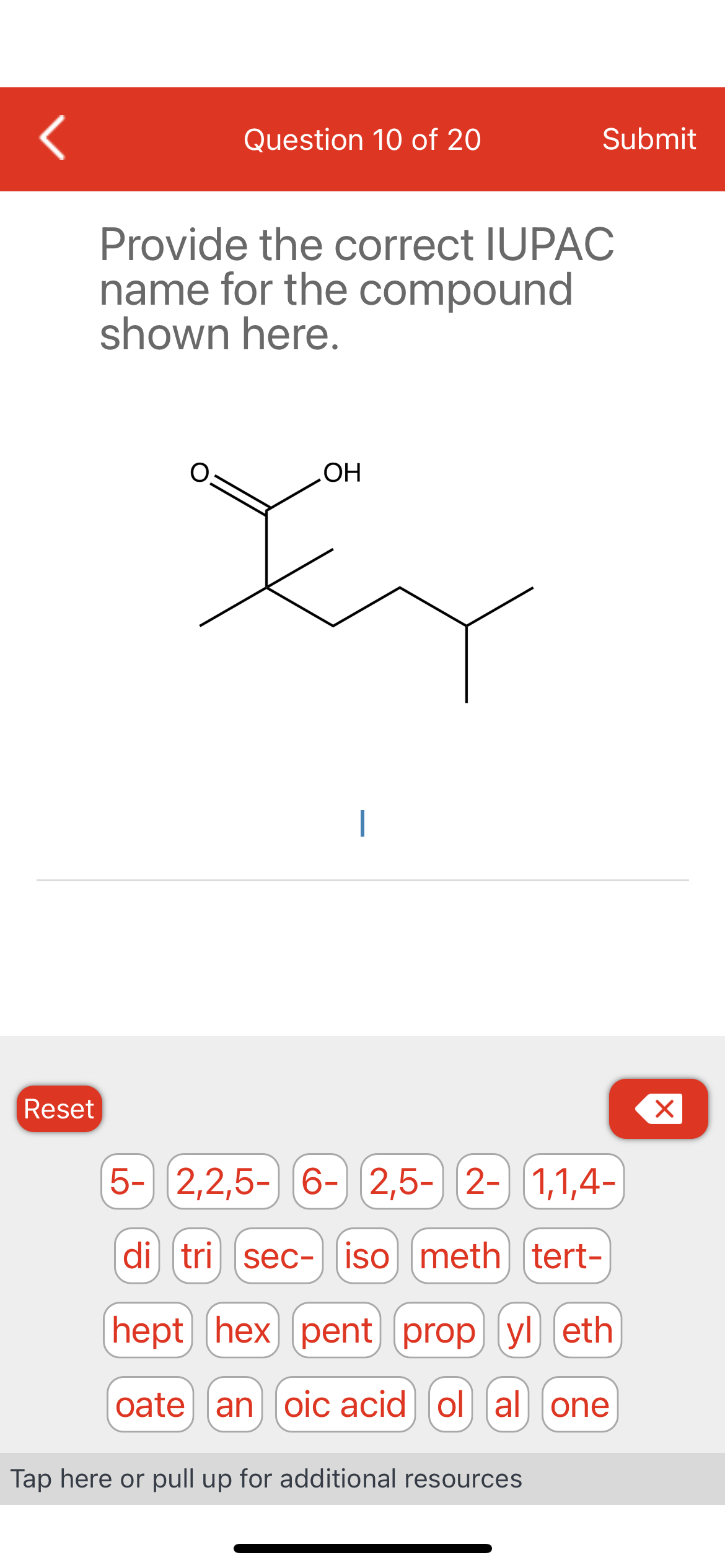 Solved Question 10 ﻿of 20SubmitProvide the correct IUPAC | Chegg.com