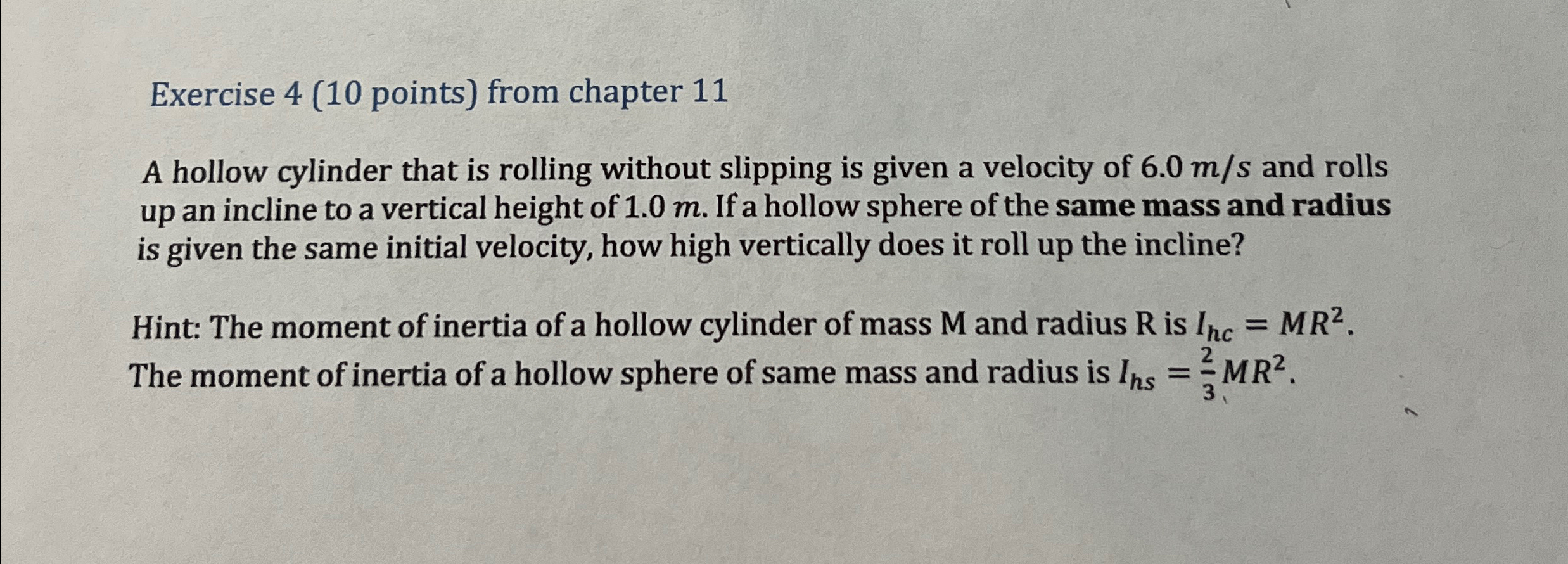Solved Exercise 4 ( 10 ﻿points) ﻿from chapter 11A hollow | Chegg.com