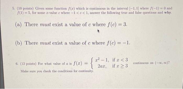 Solved 5. (10 points) Given some function f(x) which is | Chegg.com