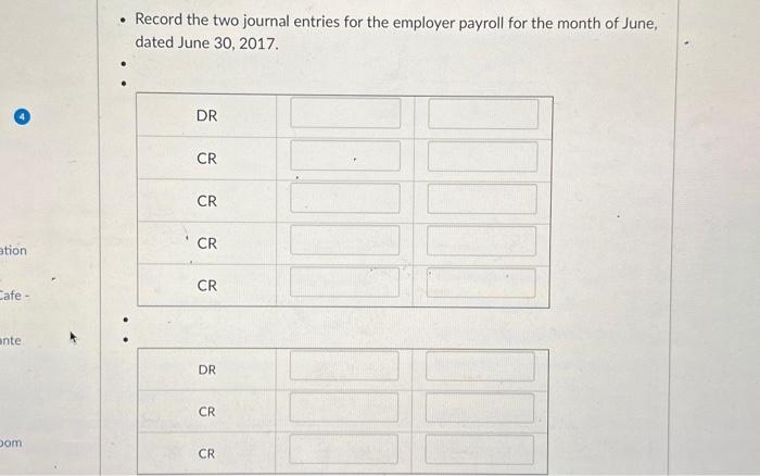 Solved Journal entries to record both employee and employer | Chegg.com