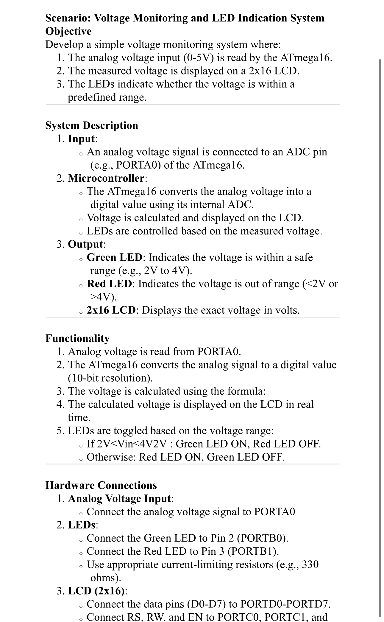 Solved Scenario: Voltage Monitoring and LED Indication | Chegg.com