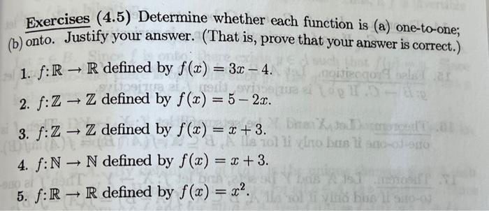 Solved Exercises 4 5 Determine Whether Each Function Is