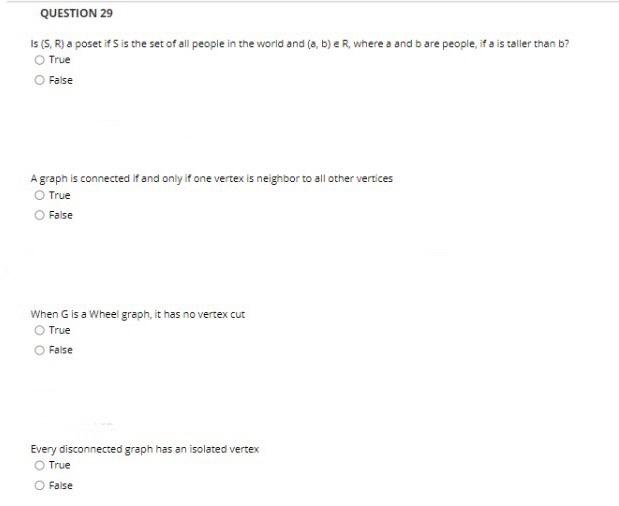 Solved QUESTION 29 Is (5, R) a poset it is the set of all | Chegg.com