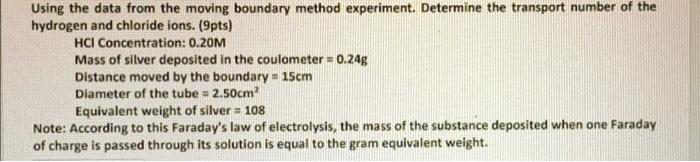 Solved Using the data from the moving boundary method | Chegg.com