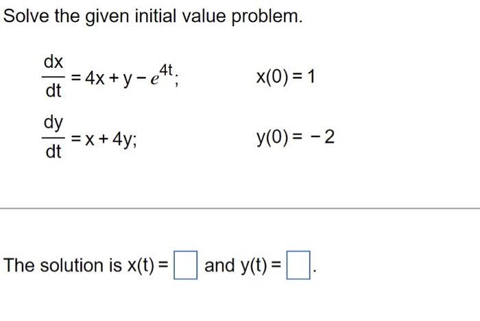 Solved Solve the given initial value problem. | Chegg.com