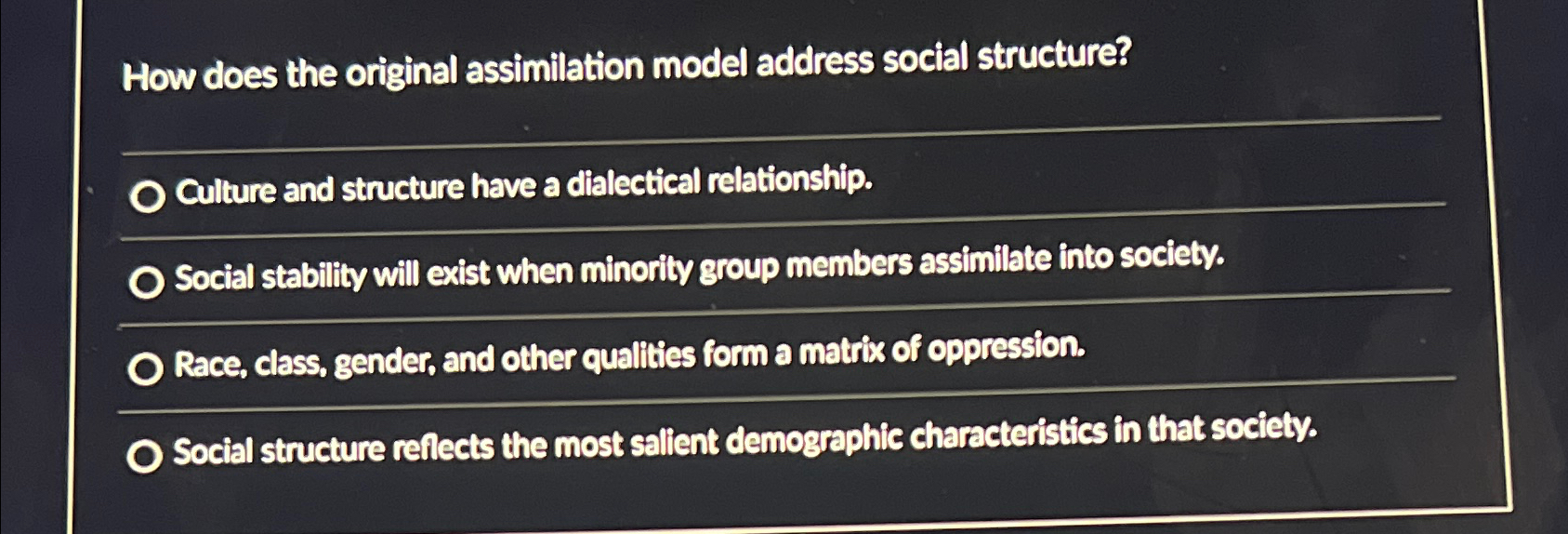 Solved How does the original assimilation model address | Chegg.com