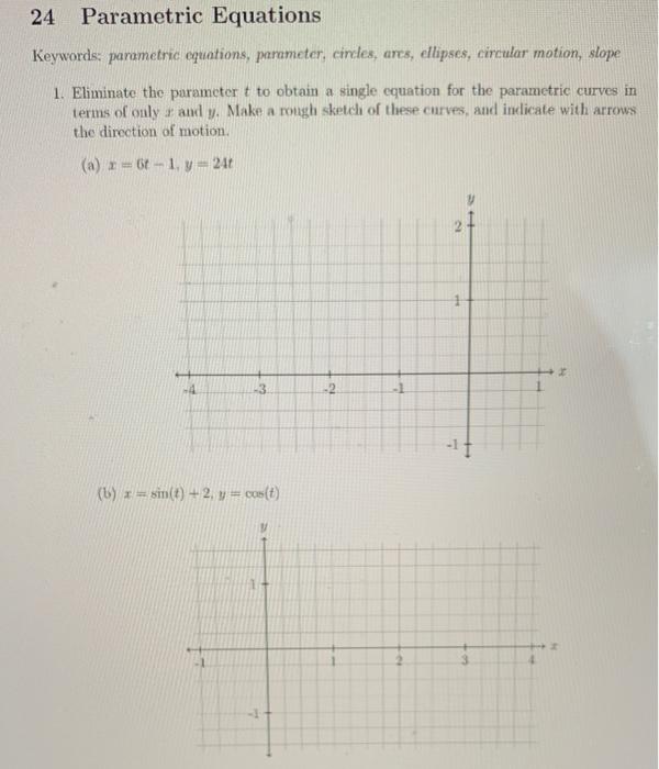 Solved 24 Parametric Equations Keywords: parametric | Chegg.com