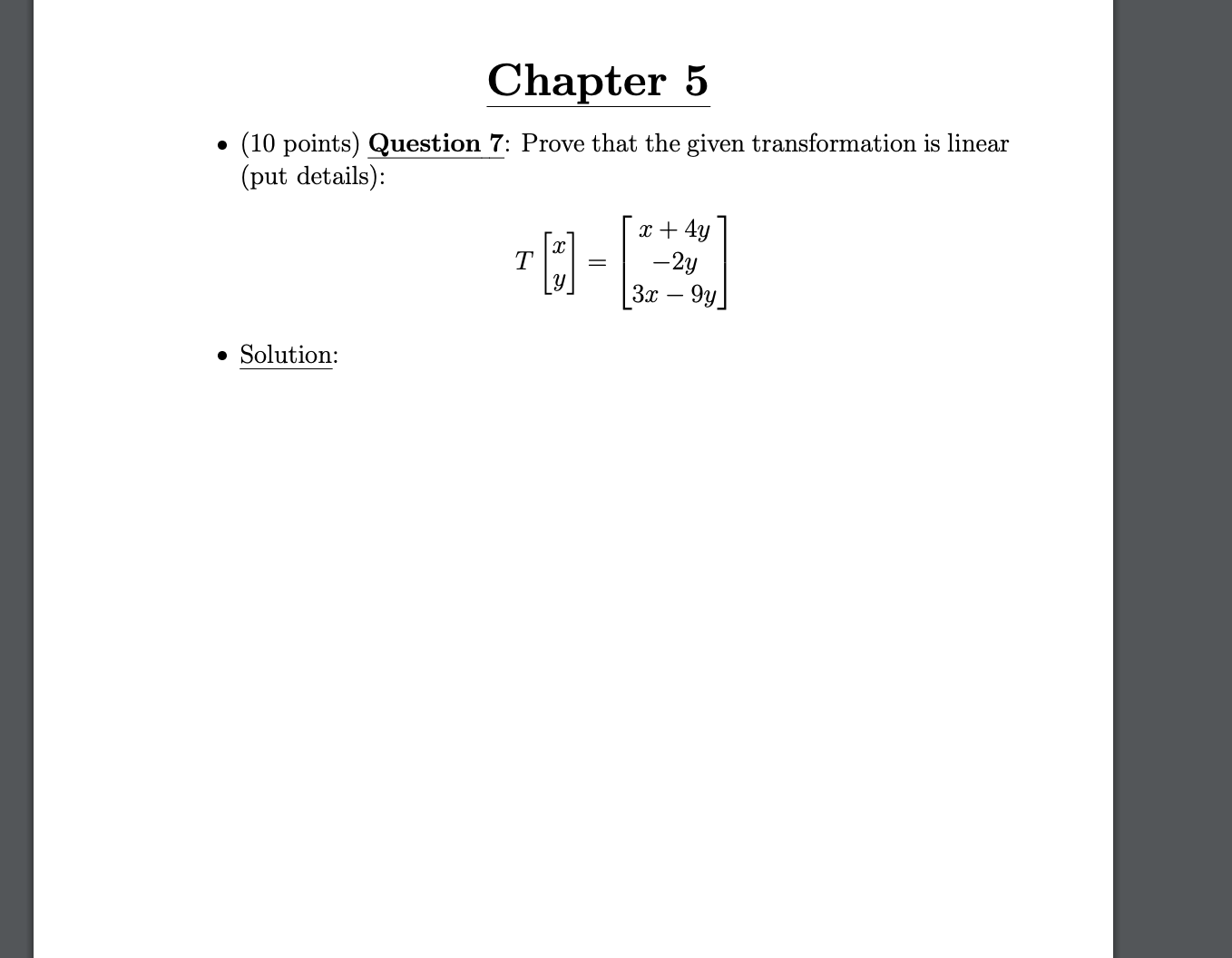 Solved Chapter 5(10 ﻿points) ﻿Question 7: Prove that the | Chegg.com