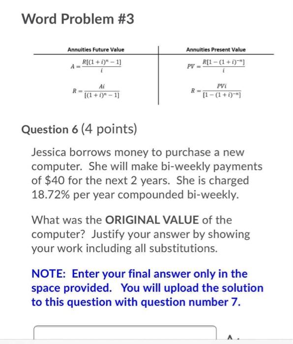 Solved Word Problem #2 Annuities Present Value Annuities | Chegg.com