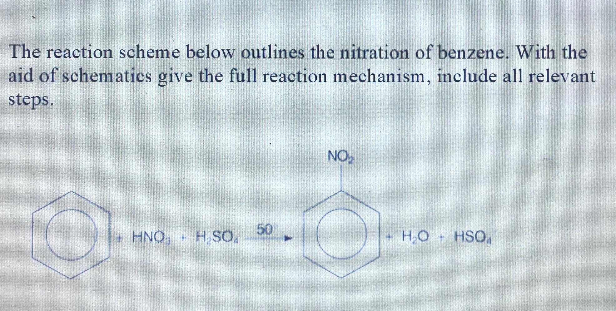 Solved The reaction scheme below outlines the nitration of | Chegg.com