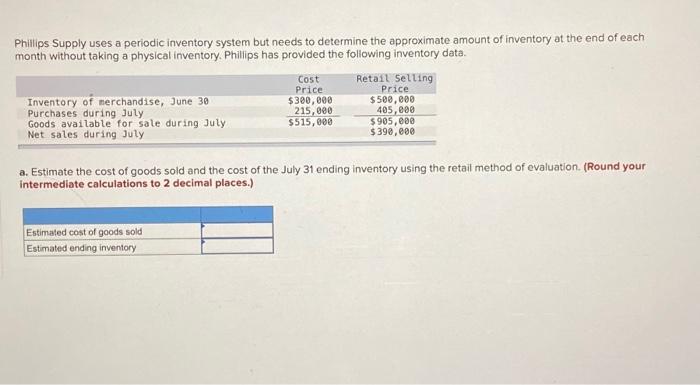 Solved Phillips Supply uses a periodic inventory system but | Chegg.com