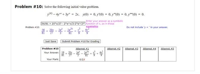 Solved Problem #10: Solve the following initial value | Chegg.com