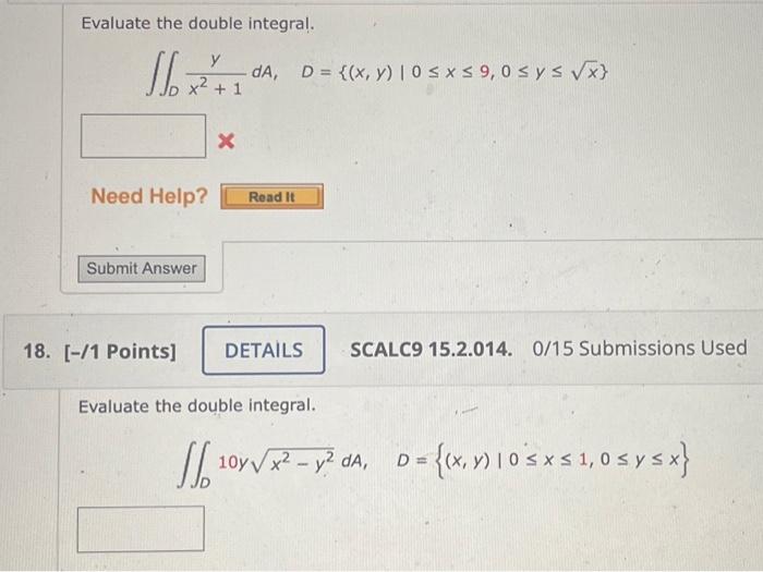 Solved Evaluate the double integral. | Chegg.com