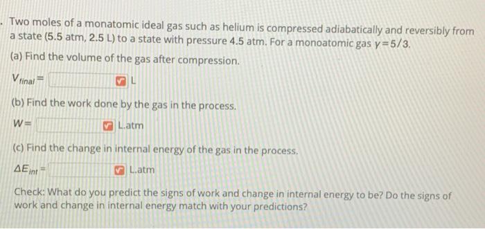 Solved Two moles of a monatomic ideal gas such as helium is | Chegg.com