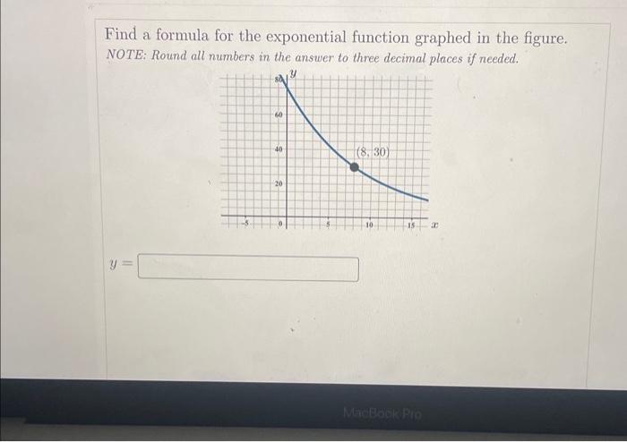 Solved Find a formula for the exponential function graphed | Chegg.com