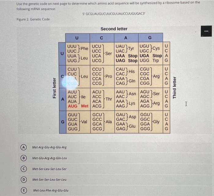 Solved Use the genetic code on next page to determine which | Chegg.com