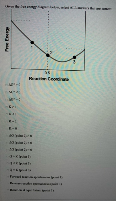 Solved Given the free energy diagram below, select ALL | Chegg.com