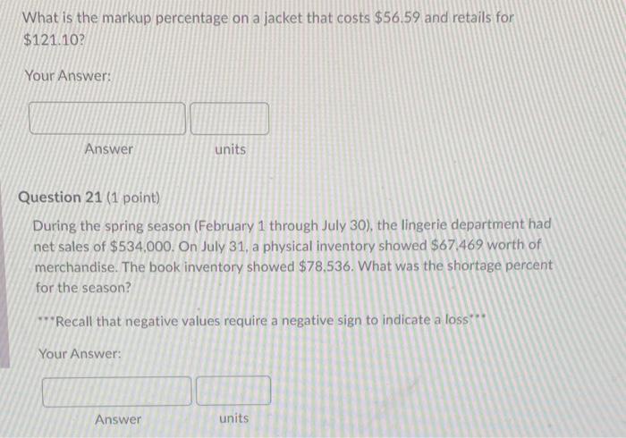 Solved What is the markup percentage on a jacket that costs | Chegg.com
