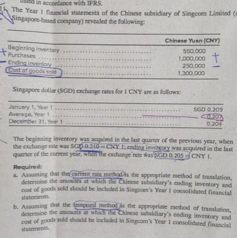 The Year 1 financial statements of the Chinese | Chegg.com