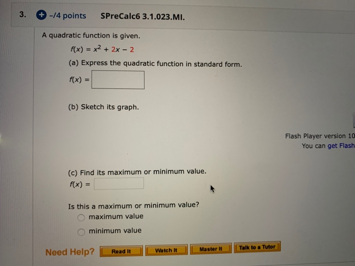 Solved +-/6 points SPreCalc6 2.1.023. Evaluate the function | Chegg.com