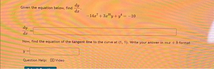 Solved Given The Equation Below Find Dxdy