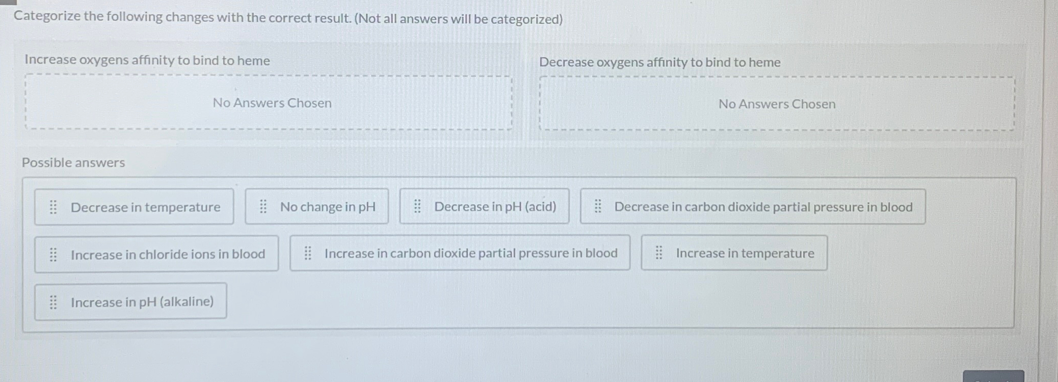 Solved Categorize the following changes with the correct | Chegg.com