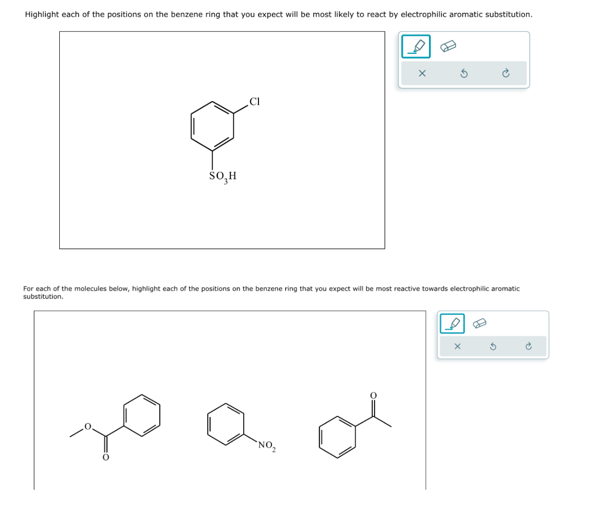 Solved Highlight each of the positions on the benzene ring | Chegg.com