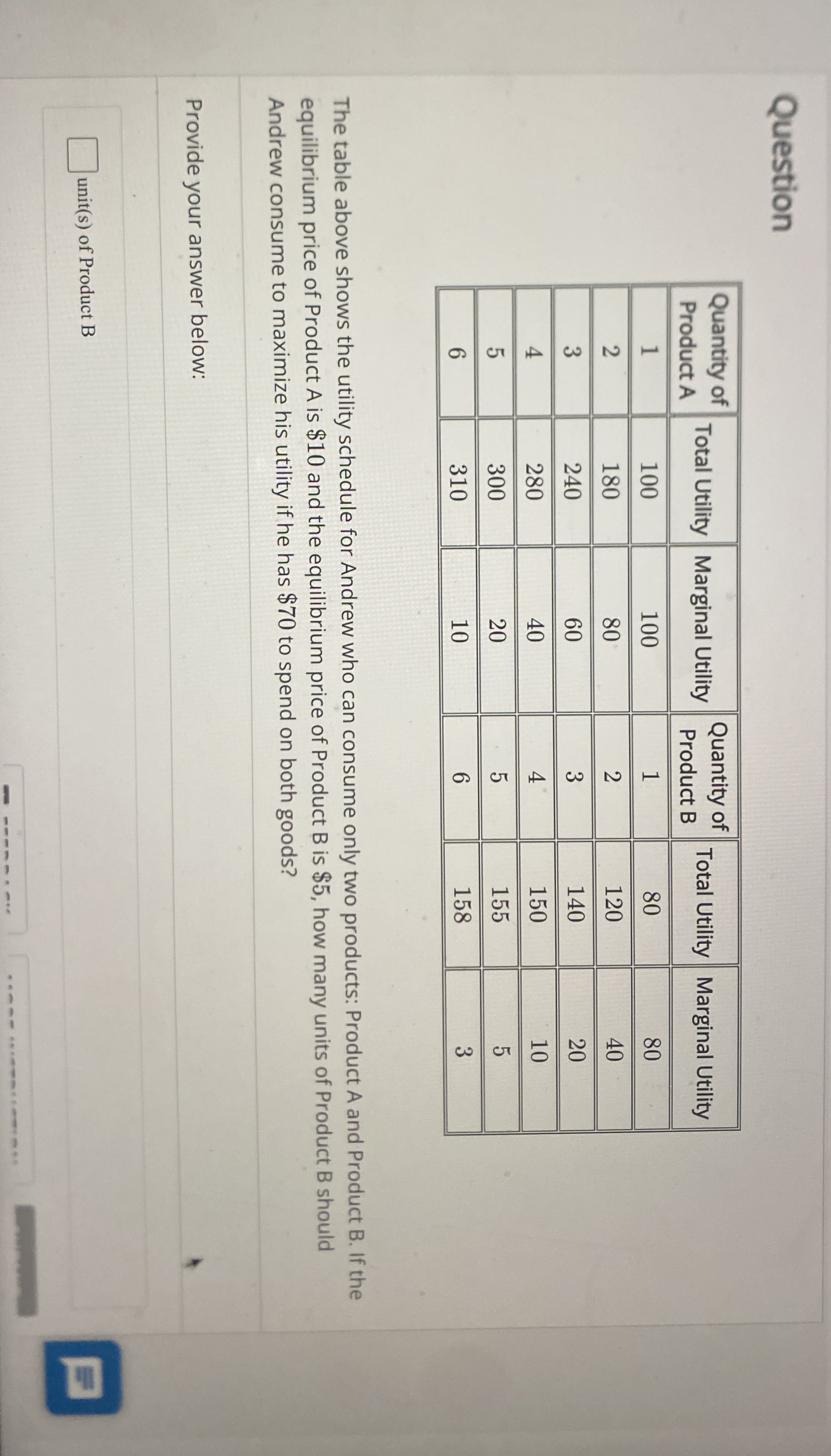 Solved Question\table[[\table[[Quantity of],[Product | Chegg.com