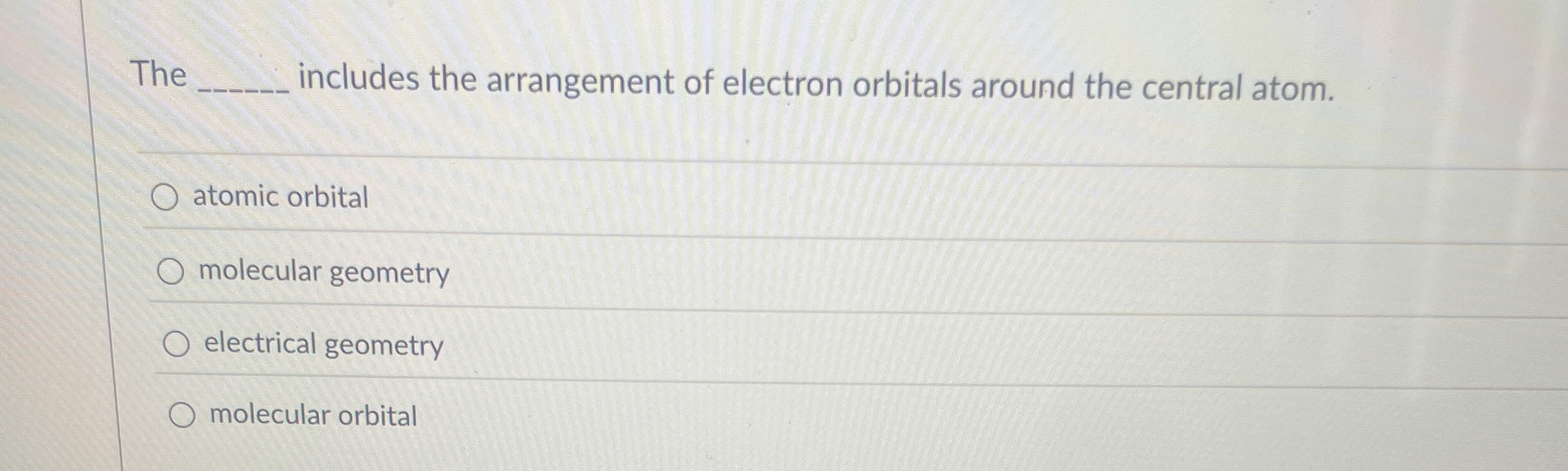 Solved The ﻿includes the arrangement of electron orbitals | Chegg.com