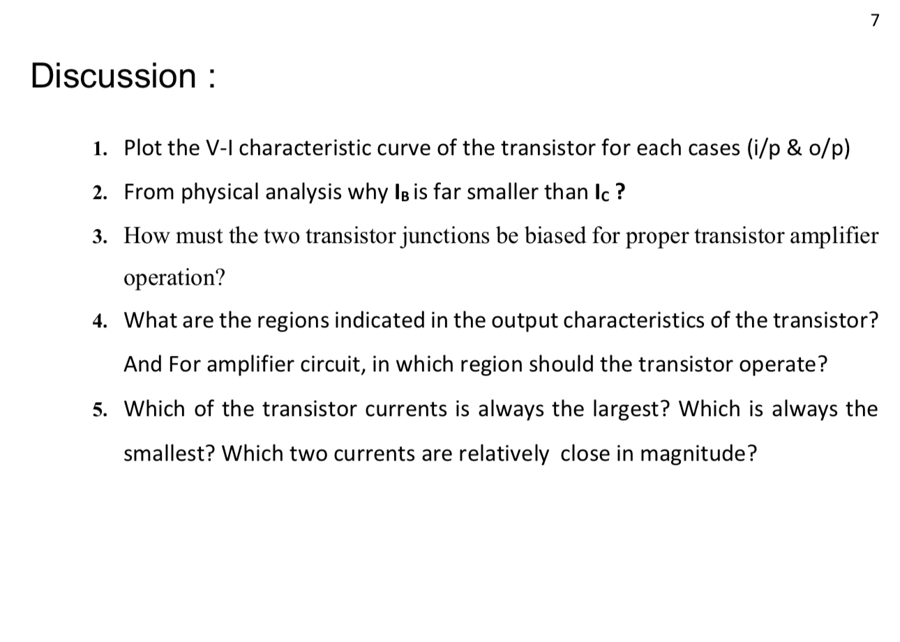 Solved 7Discussion :Plot the V-I characteristic curve of the | Chegg.com