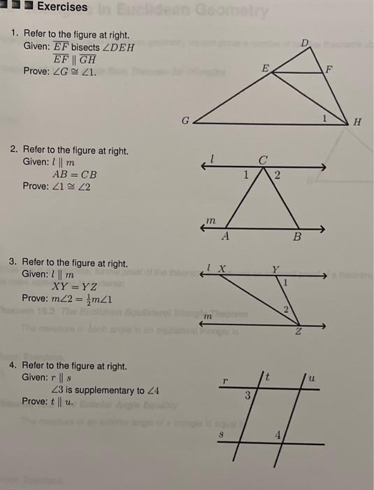 Solved 1. Refer to the figure at right. Given: EF bisects | Chegg.com